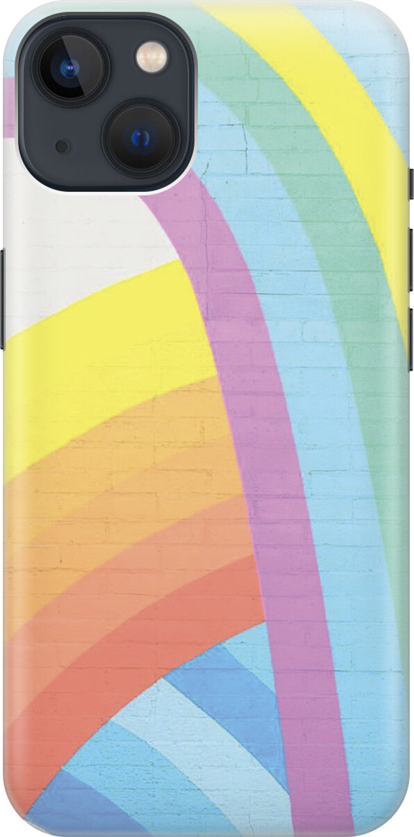 Силиконовый чехол на Apple iPhone 13 Mini / Эпл Айфон 13 мини с рисунком "Радуга на кирпичной стене"
