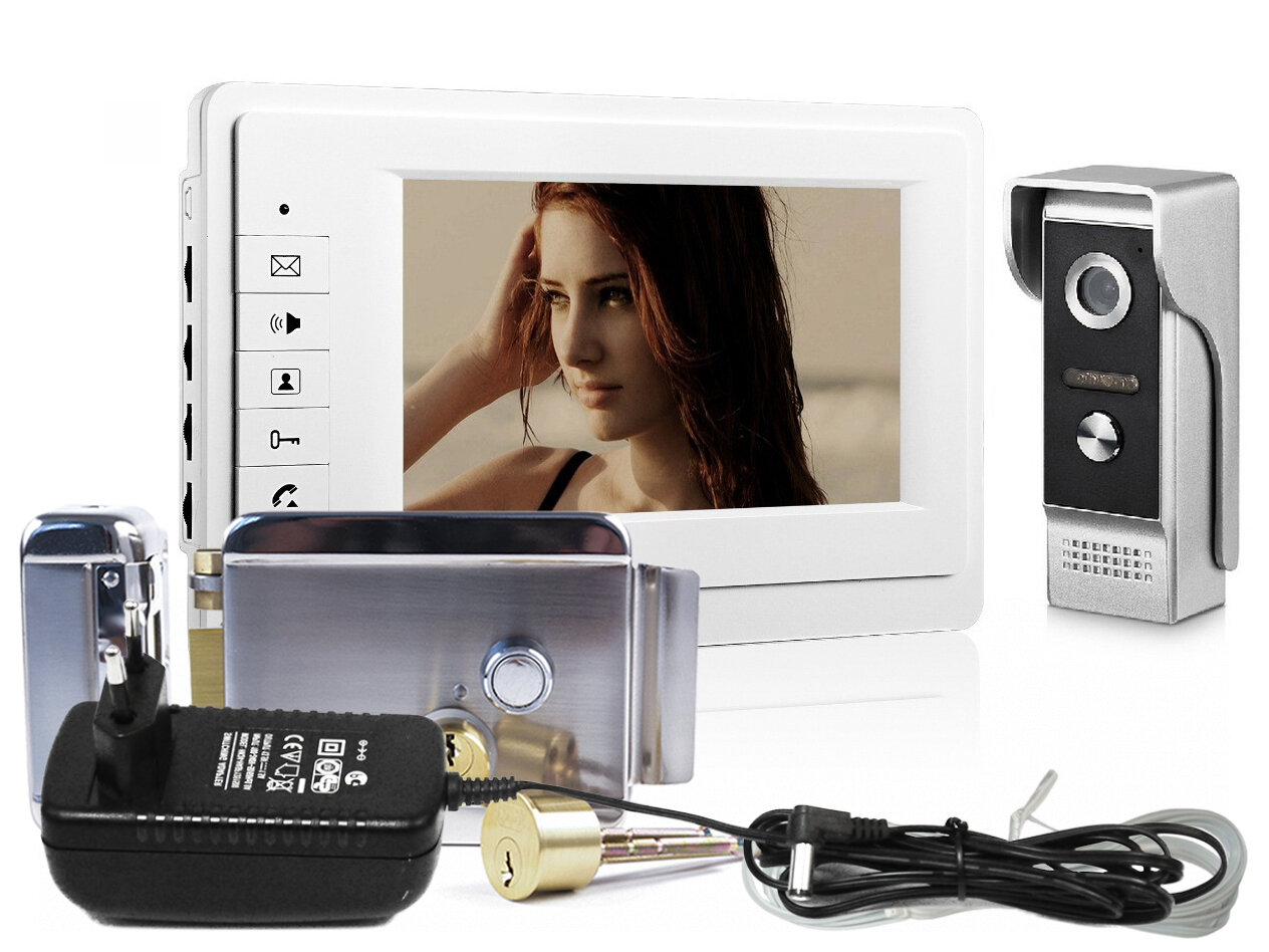 Набор: видеодомофон EP-7400 и замок AX-042 (O47418OK) - электромеханический замок - полный комплект системы ограничения доступа с замком