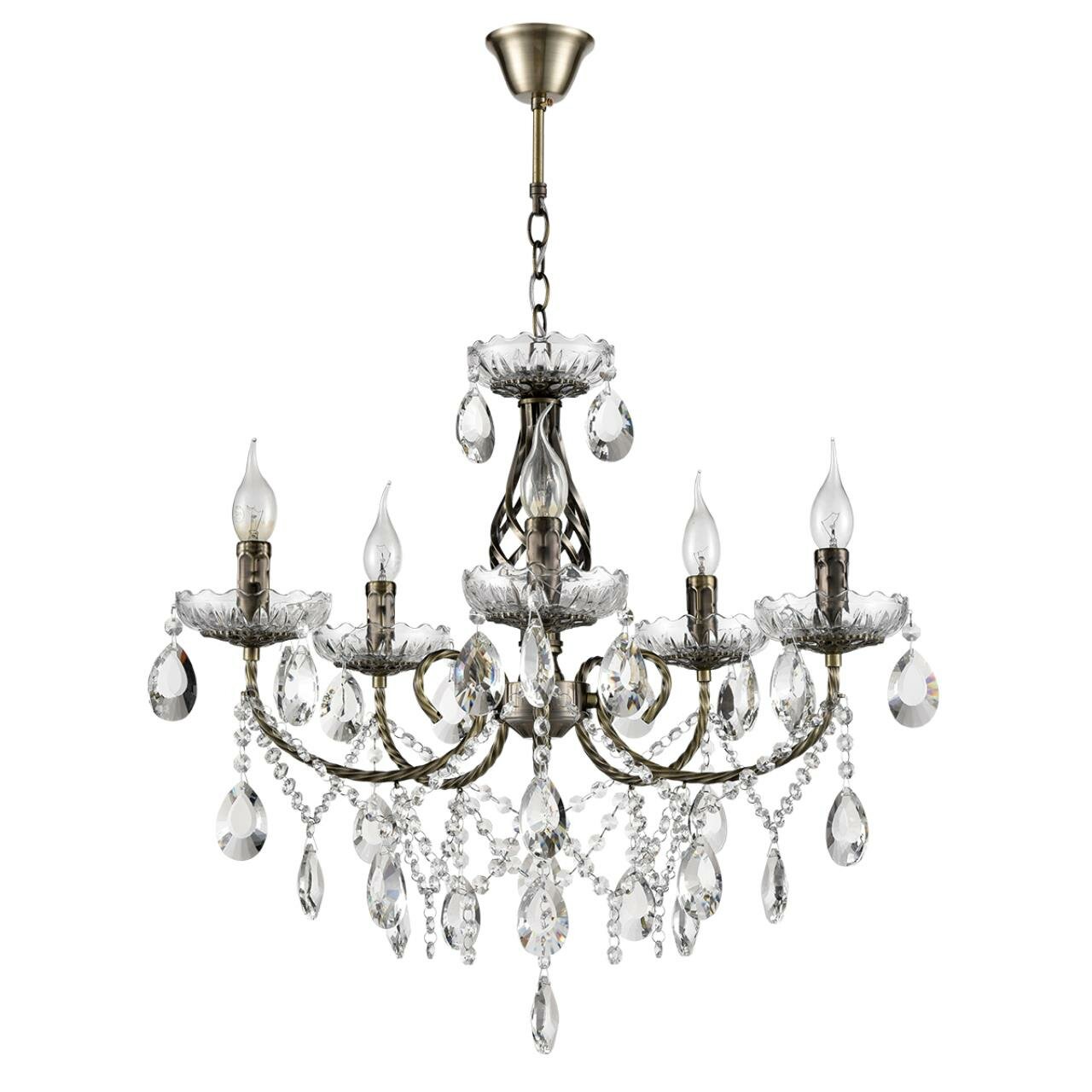 8190/5 CLASSI LN25 24 античная бронза, металл/хрусталь Люстра E14 5*40W 220V LINN Lumion