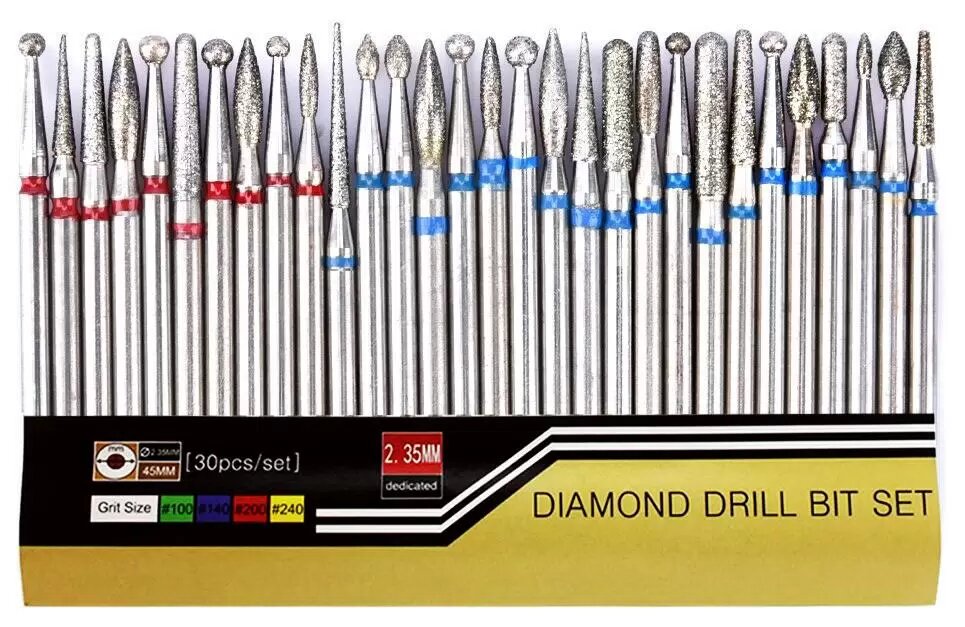 Набор алмазных фрез A2C Trade, для маникюрного аппарата, 30 штук