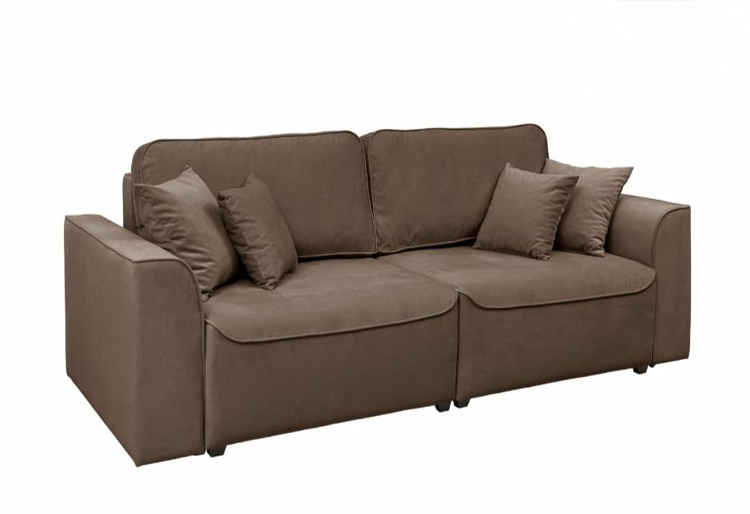 Прямой диван-кровать Рафаэль, механизм Еврокнижка, независимый пружинный блок, 250х110х90см, Amigo Chocolate