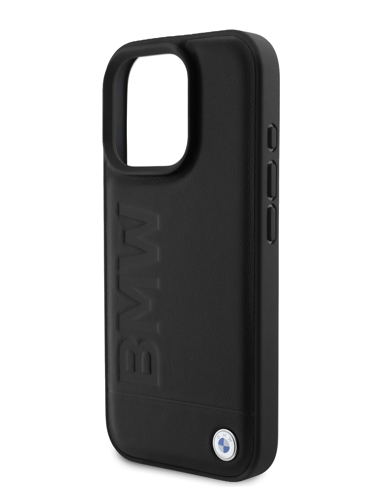 BMW для iPhone 16 Pro чехол Signature Leather Logo imprint Metal logo Hard Black (MagSafe)