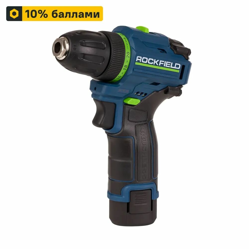 Дрель-шуруповерт аккумуляторная бесщеточная RF1002BK, 12 В Li-ion 2x2 Ач