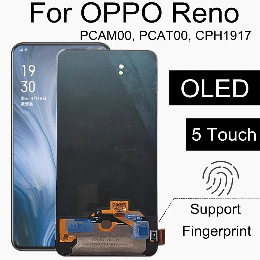 6,4 "OLED для OPPO Reno ЖК-дисплей с цифровым преобразователем сенсорного экрана в сборе, замена для OPPO PCAM00 PCAT00 CPH1917 ЖК-дисплей