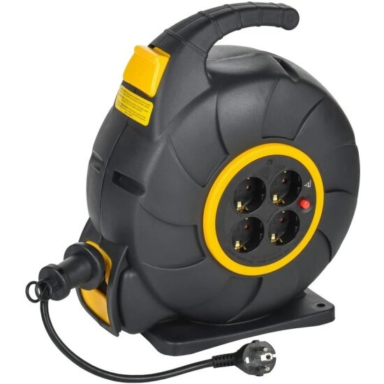 Удлинитель на катушке Iek TWIST 4х20м с заземл. автосмотка 16А IP20 ПВС 3х1.5, TW-KP27-16-04-20