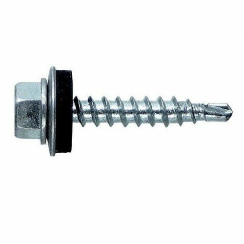 Саморез кровельный 5.5х51 сверлоконечный шайба EPDM покрытие цинк Крепдил