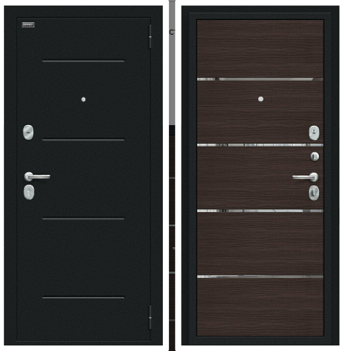 Входная Дверь Bravo Лайн Букле Черное/Wenge Veralinga 860x2050мм Левое Открывание / Браво.