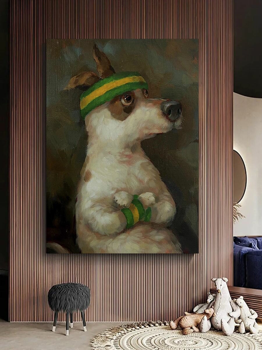 Картина, милые песики - спортивная собачка, 20х30 см.