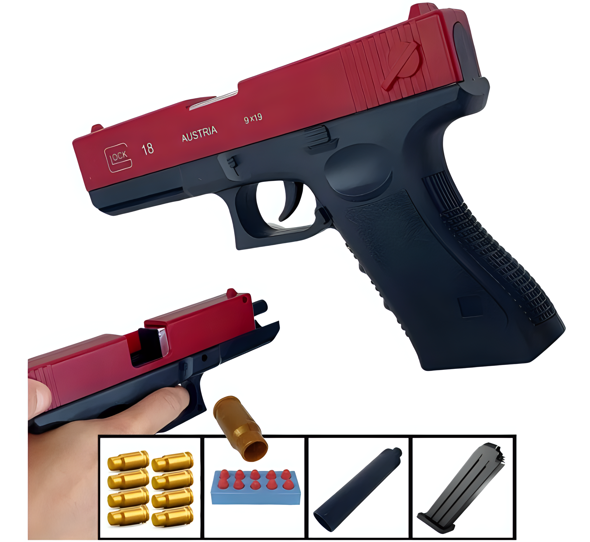 Игрушечный пистолет Matreshka "Глок", с вылетающими гильзами, пластик, 10м, 20см