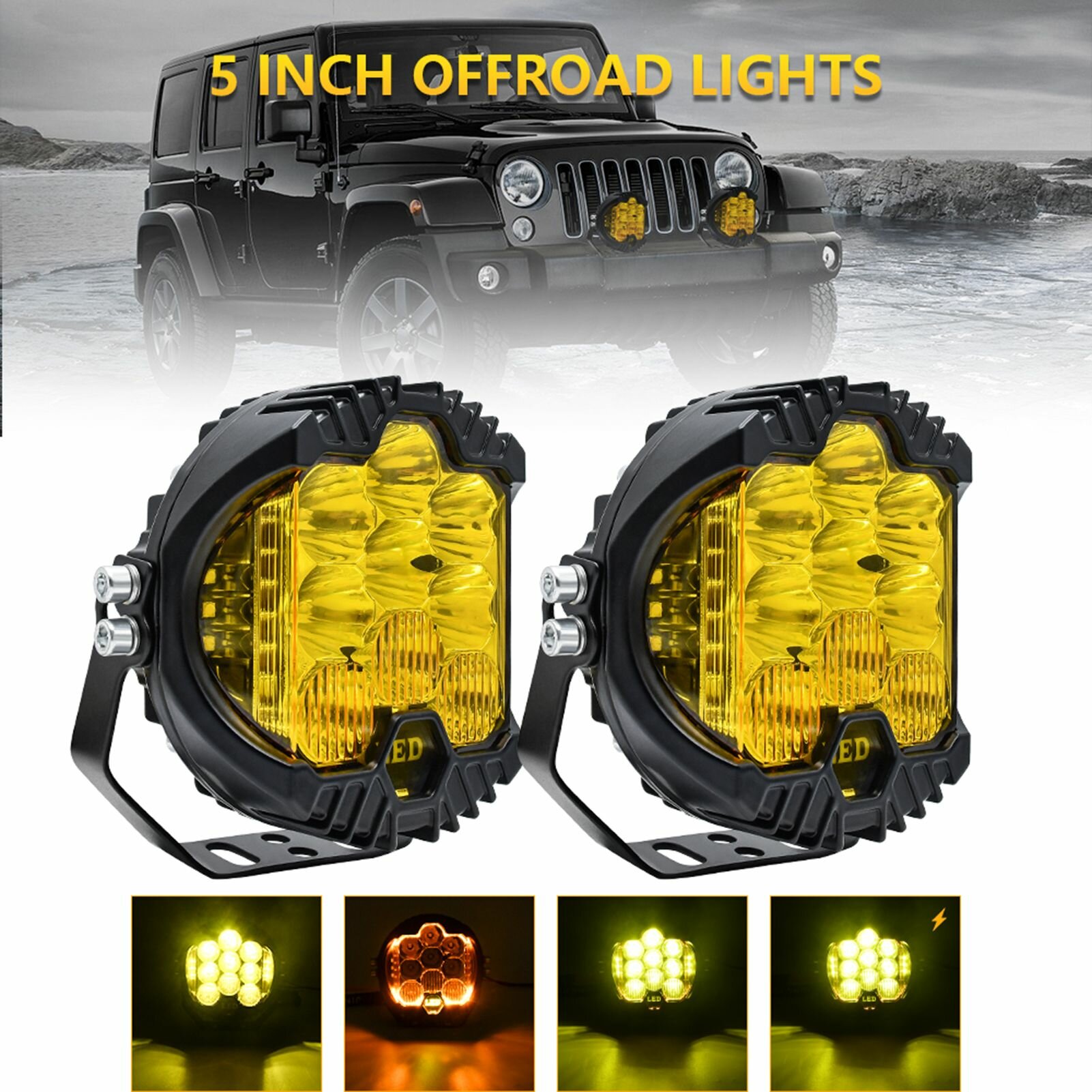2шт 5" LED фары Flood Combo для оффроуда