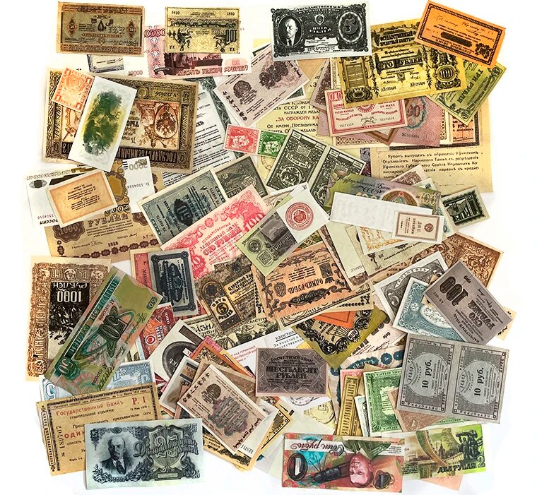 100 иностранных бон и банкнот России случайный выбор без повторов, Россия, СССР, Европа, Америка и другие