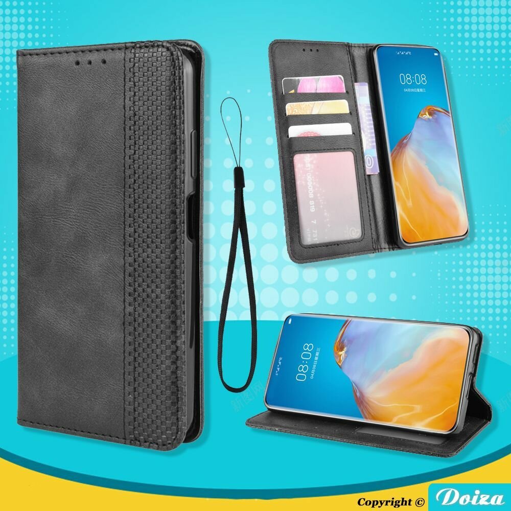 Чехол-книжка MyPads для ASUS ROG Phone 5s / Phone 5 из водоотталкивающей кожи с мульти-подставкой, черный