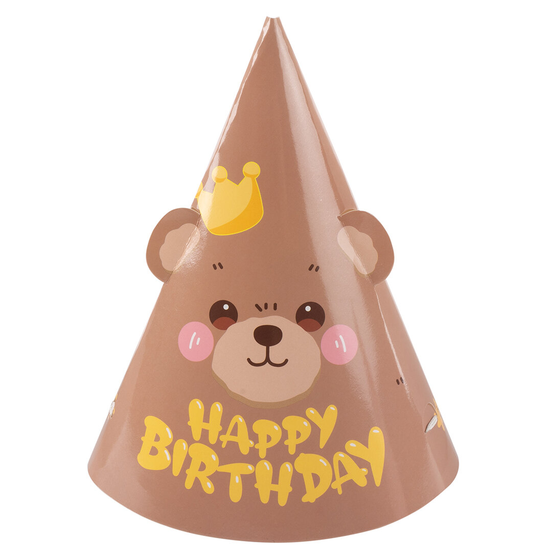 Колпаки, Мишка, Коричневый, 16 см, 6 шт. в упак.