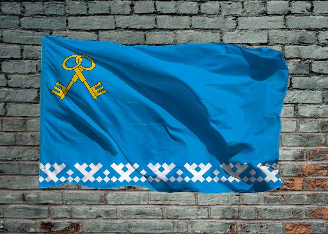 Флаг города Муравленко янао, 70х105 см на шёлке для ручного древка