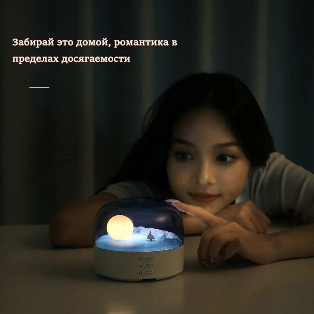 Ночник, люминесцентный, USB-зарядка, синий свет, пластиковый плафон — фото 1