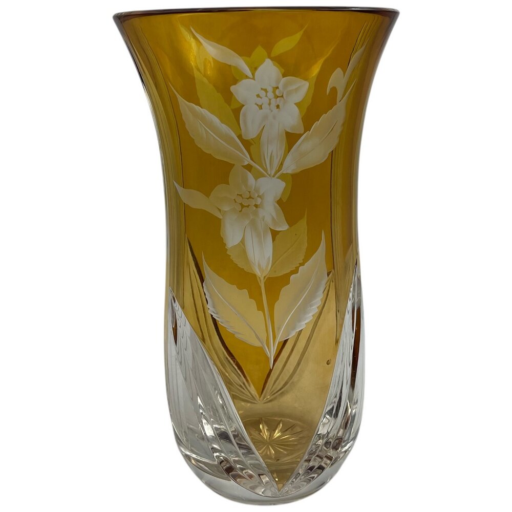 Ваза "Янтарная", 25 см, накладной хрусталь, 1950-1960 гг, Германия