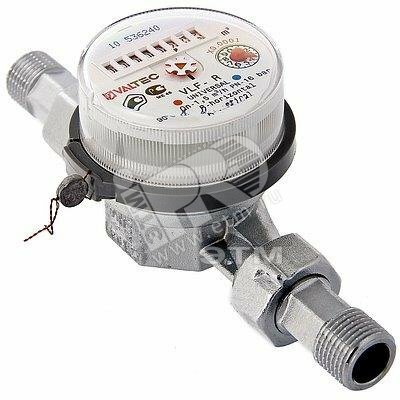 Счетчик воды универсальный 1/2' со сгонами межповерочный интервал 6 лет до +90 град 1.5м3 110мм Valtec VLF-15U