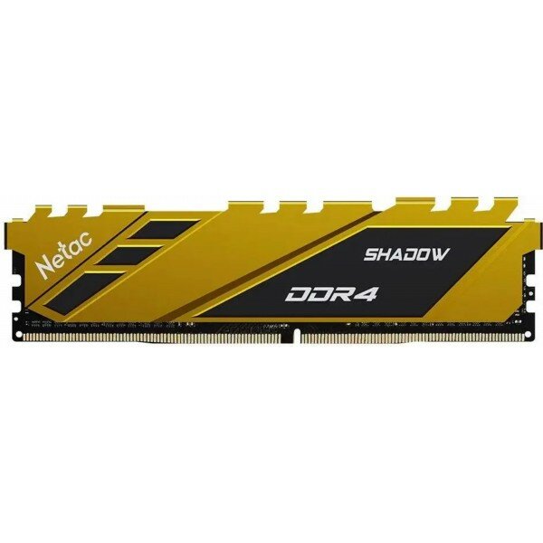 Оперативная память NETAC Shadow, DDR4, 16Gb (1x16 GB), 2666 MHz, CL19, DIMM, радиатор, желтый