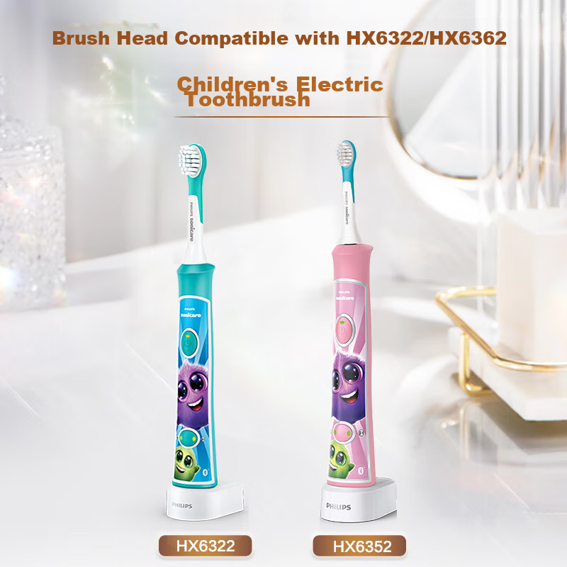 Насадка для электрической зубной щетки Philips Electric Toothbrush Heads, Children's Mini Size, 2-Pack, HX6032/35, Compatible with HX6322 HX6352 (New Packaging 6032/63 Randomly Shipped)