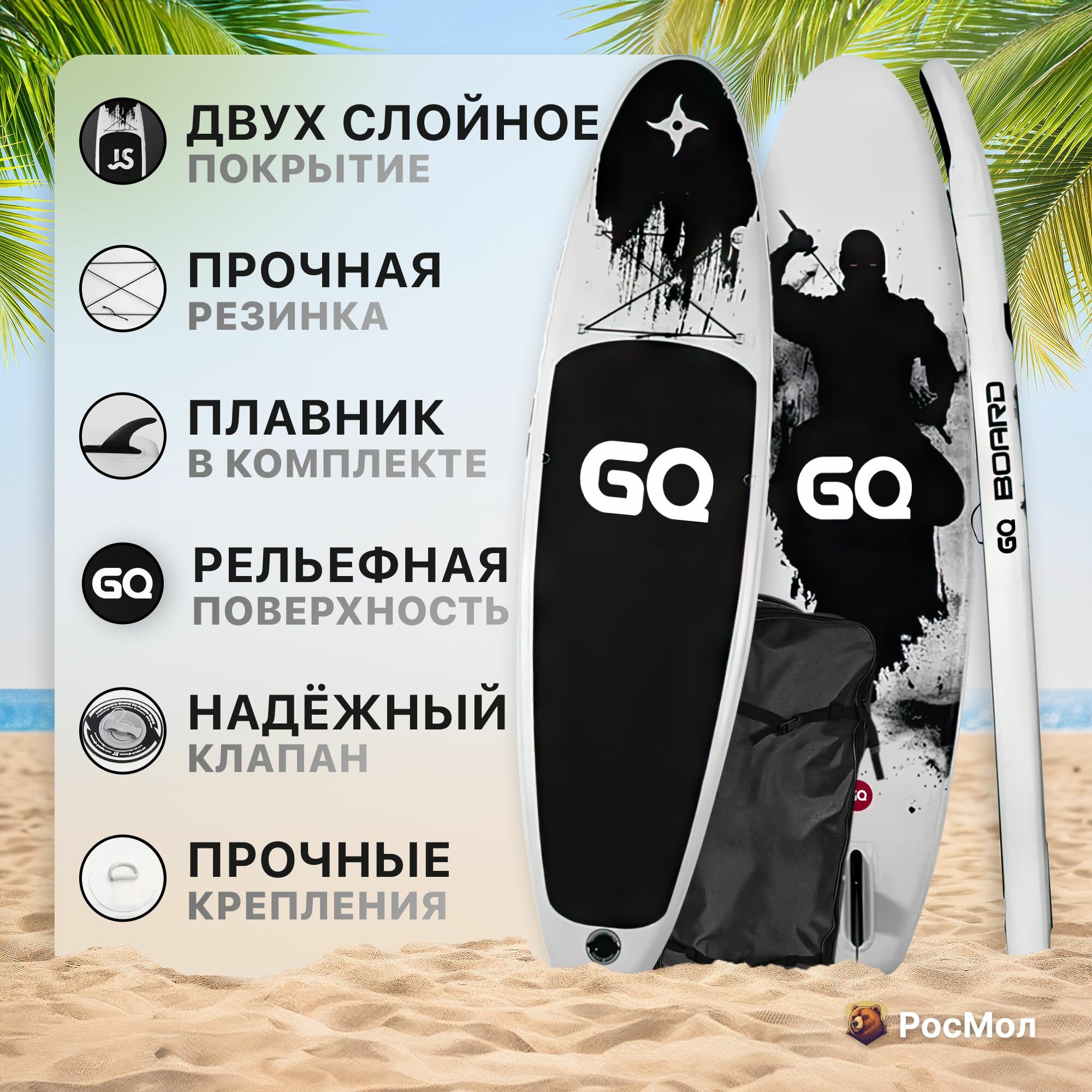 Надувная Sup-доска (Sup board) GQ Ninja 335х82х15 см (полный комплект)