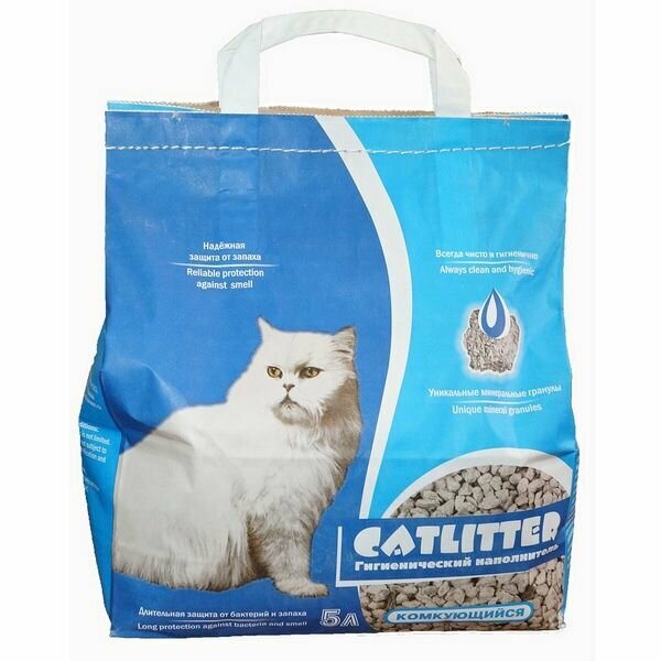 Наполнитель для лотка CATLITTER 5 л комкующийся, минеральный