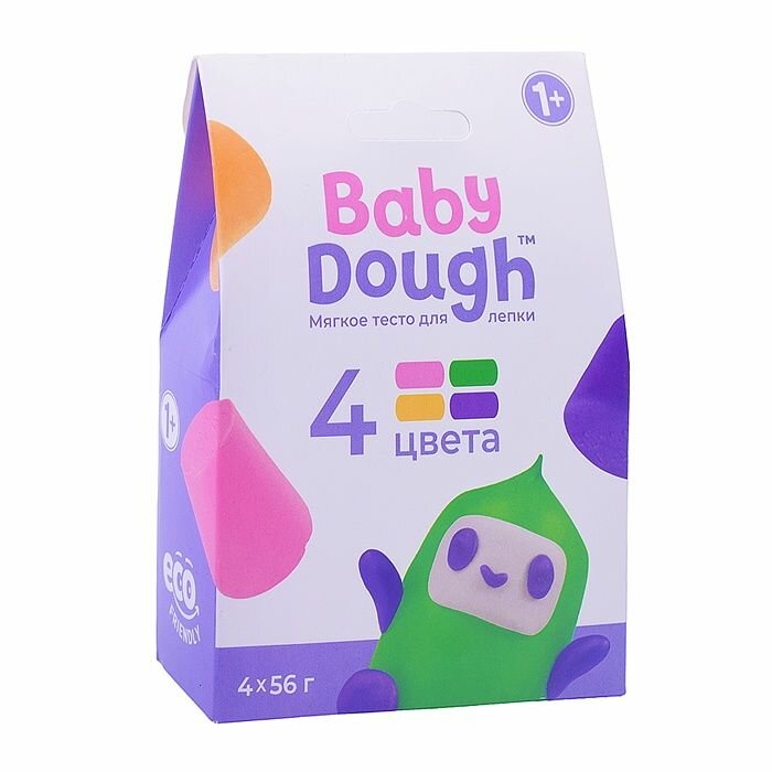 Тесто для лепки BabyDough в коробке, 4 цвета, №3, от 3 лет