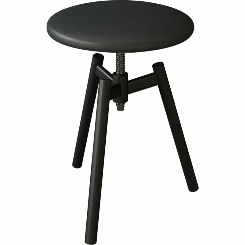 Табурет медицинский КНР ZM винтовой М95 черный, искусственная кожа черная