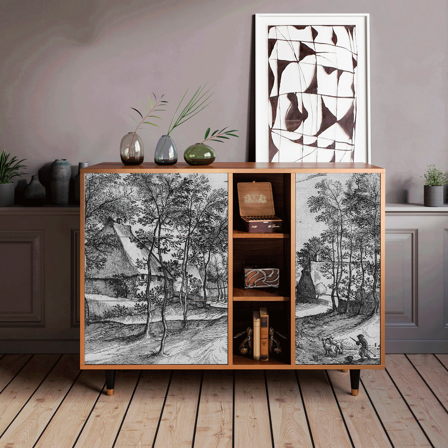 Комод - STORYZ - BS2 Village Road by Pieter Breugel, Разер - 125 x 97 x 48 см , Цвет корпуса - Орех