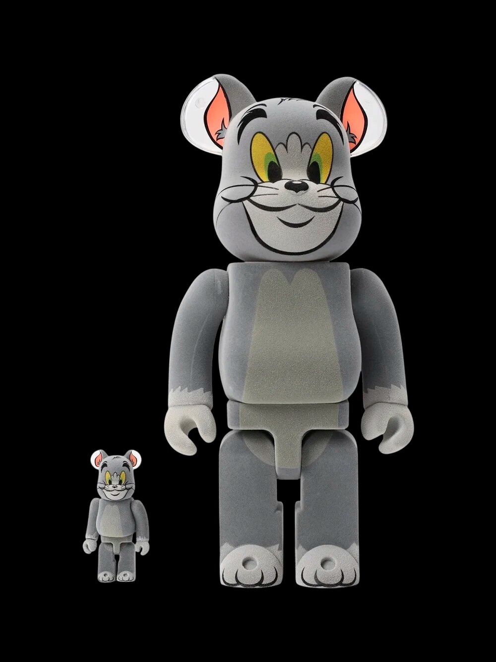 Коллекционная оригинальная фигура Bearbrick Tom and Jerry: Tom Flocky 400% 100% / 28 см высота / Флок / Medicom Toy