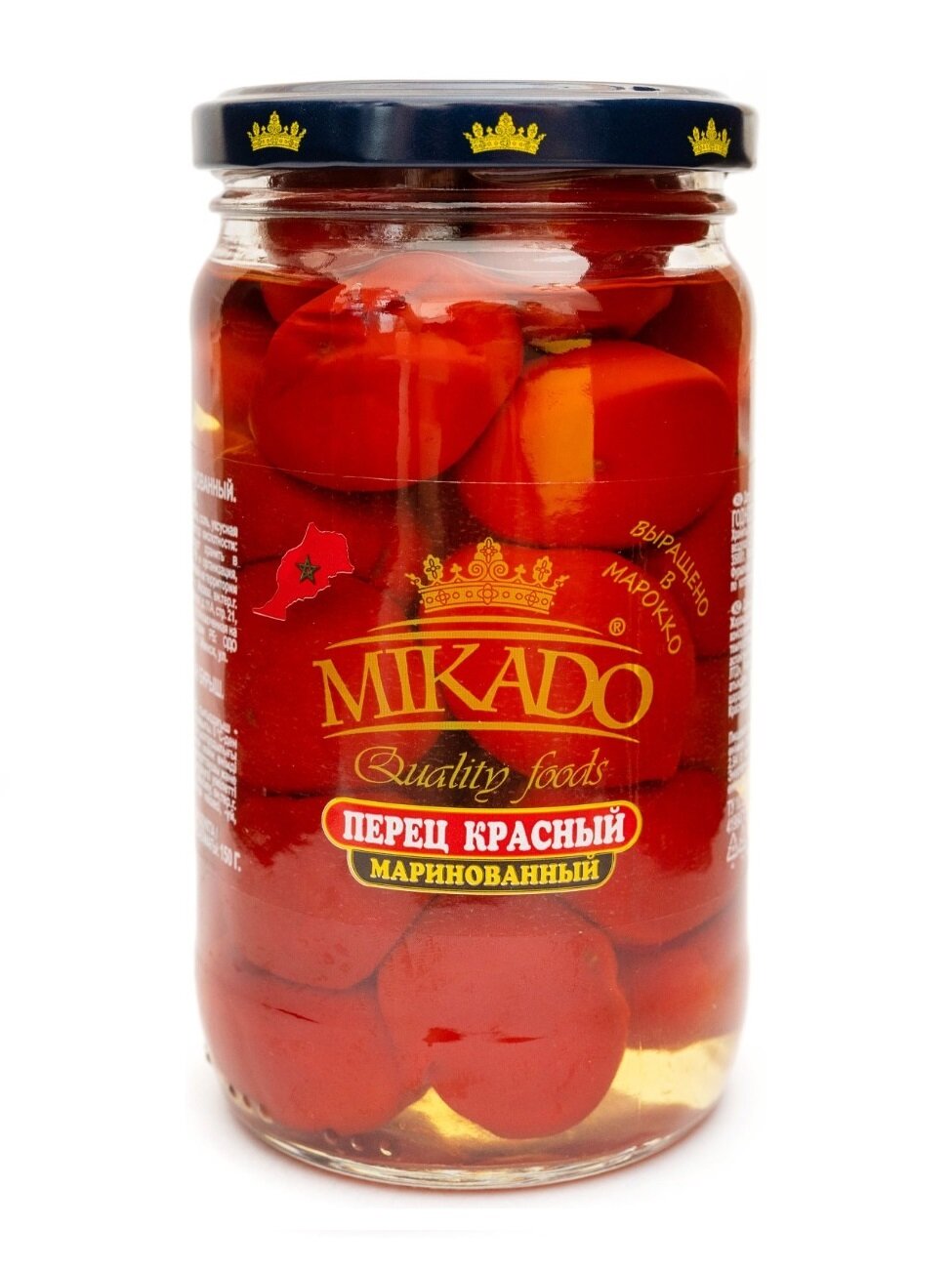 Перец черри красный маринованный очищенный Марокканский "MIKADO", 330 г