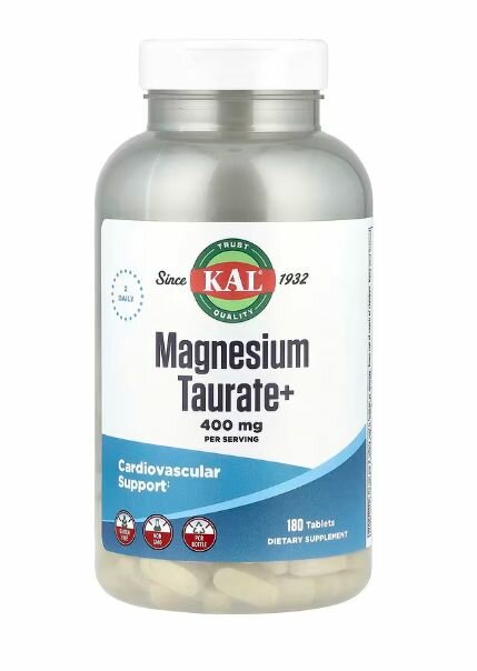 KAL, Пищевая добавка, Магний таурат, Таурат магния, Taurate Magnesium, 180 таблеток