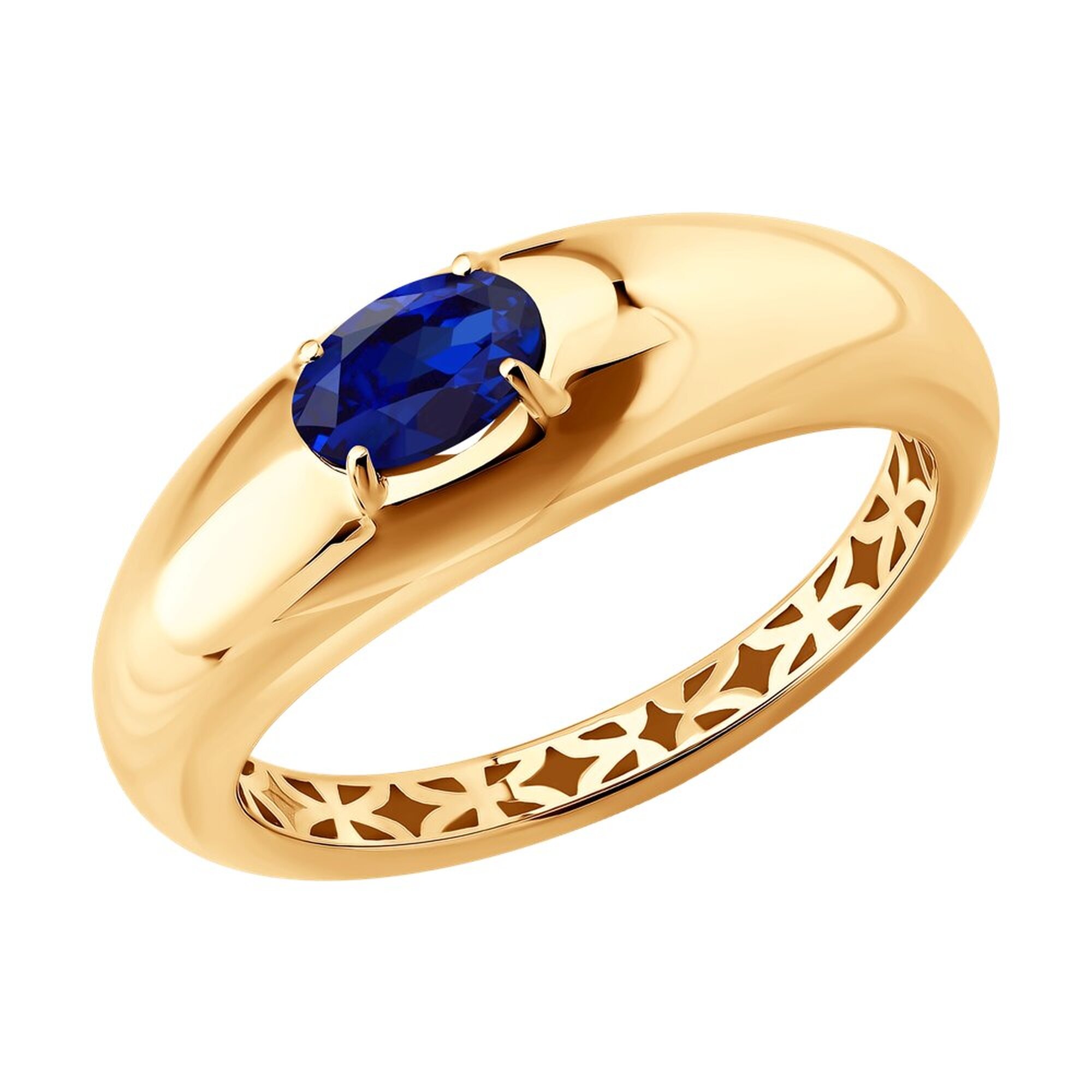 Кольцо, красное золото, 585 проба, сапфир