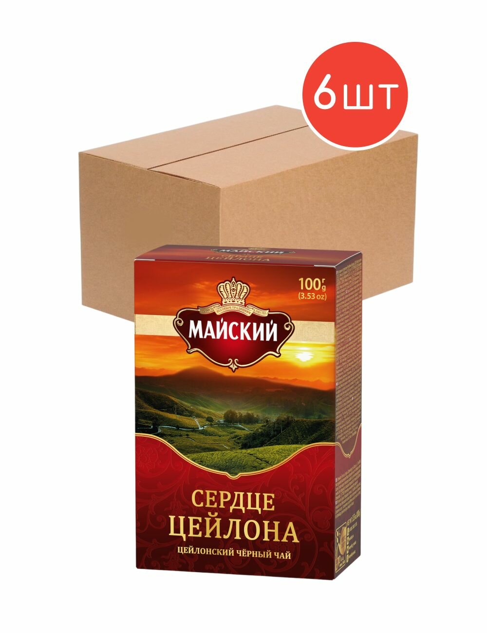 Чай чёрный листовой "Майский. Сердце Цейлона" 100гх6шт