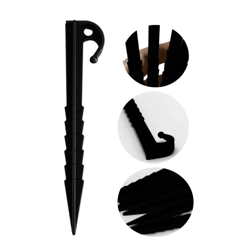 1 комплект из 20 штук, аксессуары для палатки, 5,5-дюймовые пластиковые гвозди для пола с зазубренными краями-черный