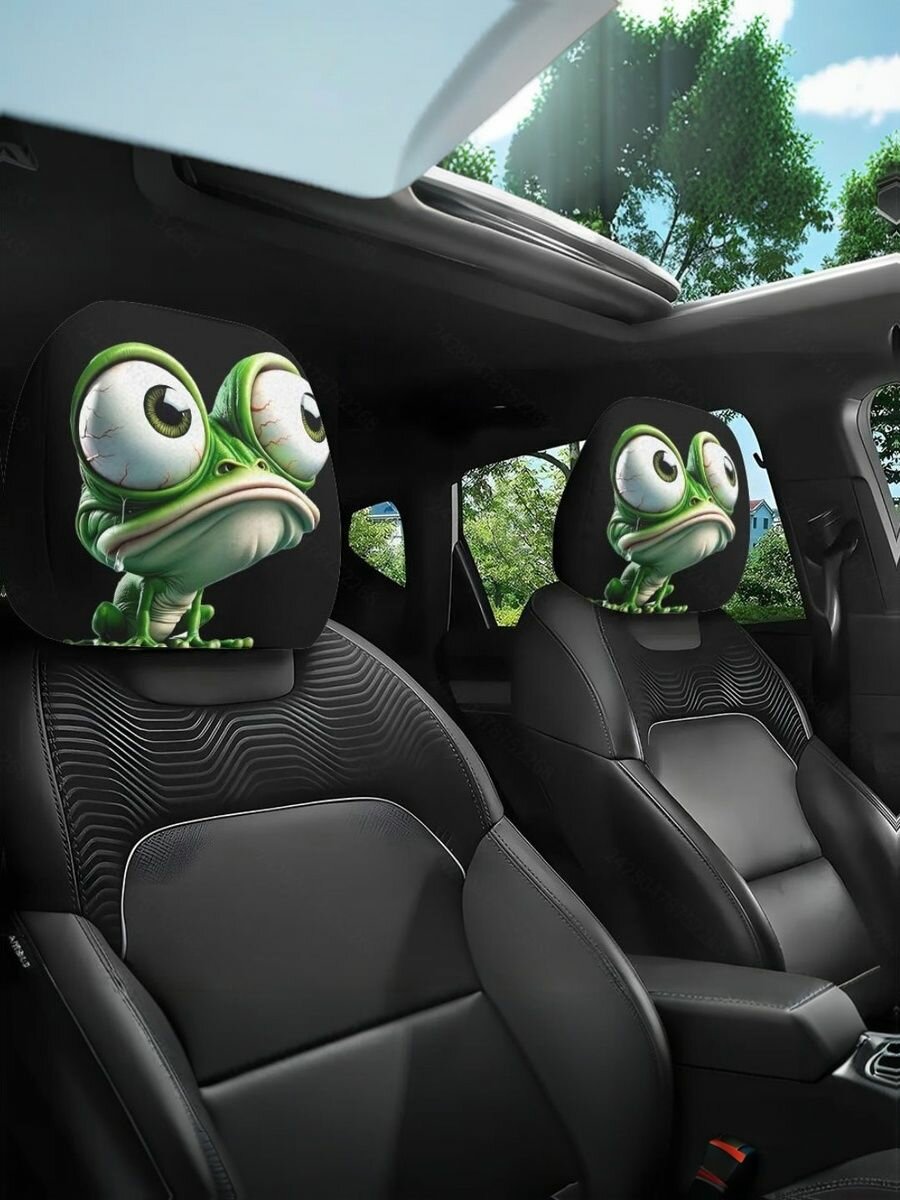 Маска на подголовник автомобиля, чехол на подголовник автомобильный, 2шт, черное