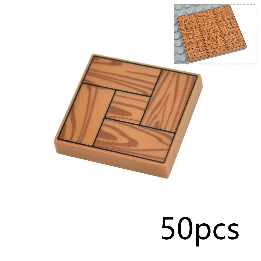 Лего 2x2 Коричневый Плитка Дерево 50шт