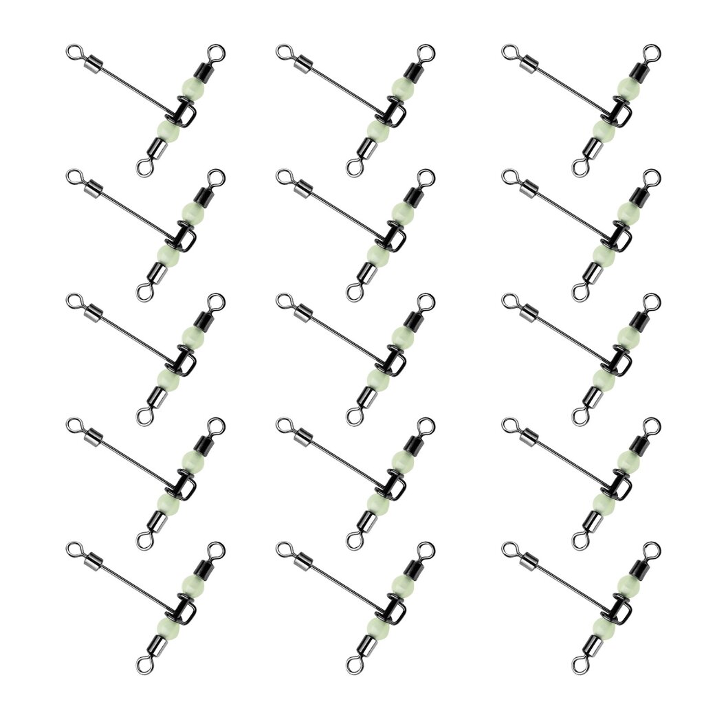 15 шт, длинный шест Т-образной формы, поворотный светящийся шарик с тремя зубцами, 4 # 4 *5