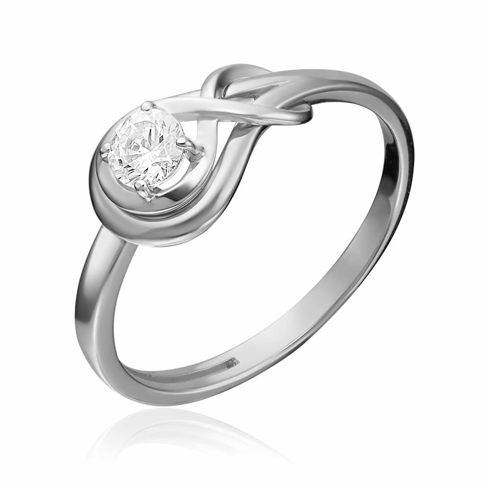 Кольцо, белое золото, 585 проба, родирование, фианит