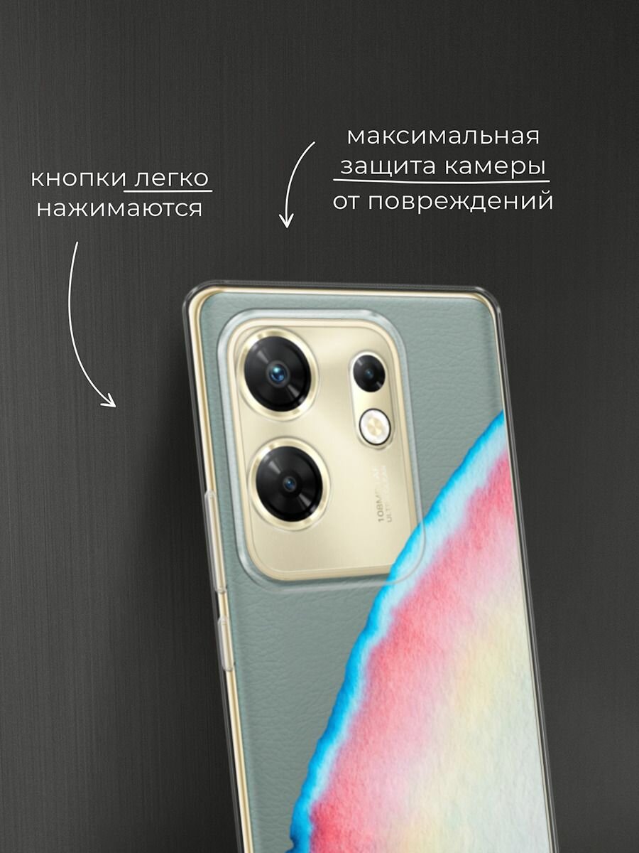 Чехол на Infinix Zero 30 4G / Инфиникс Зеро 30 4G с принтом Слияние красок, прозрачный — фото 1