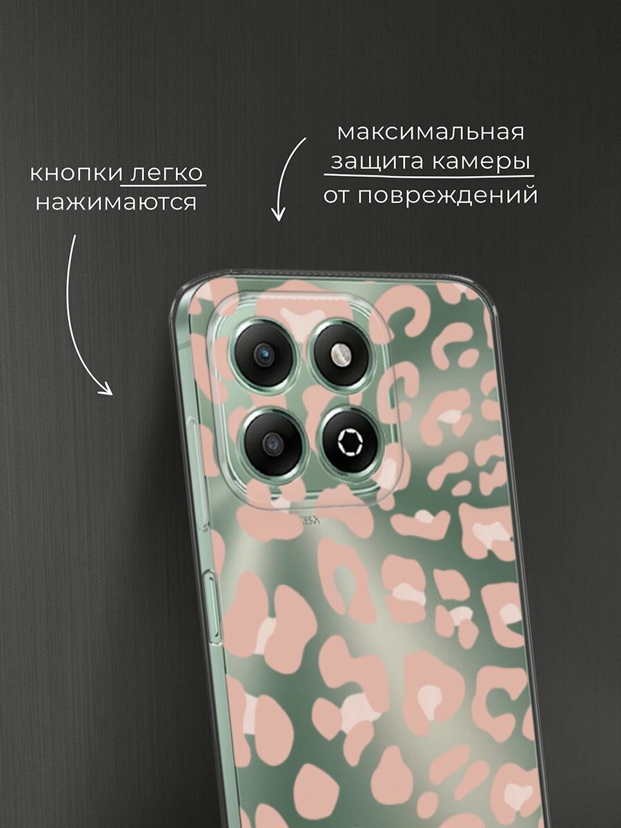 Чехол на Honor X6b / Хонор X6b с принтом Паттерн бежевый леопард, прозрачный — фото 1