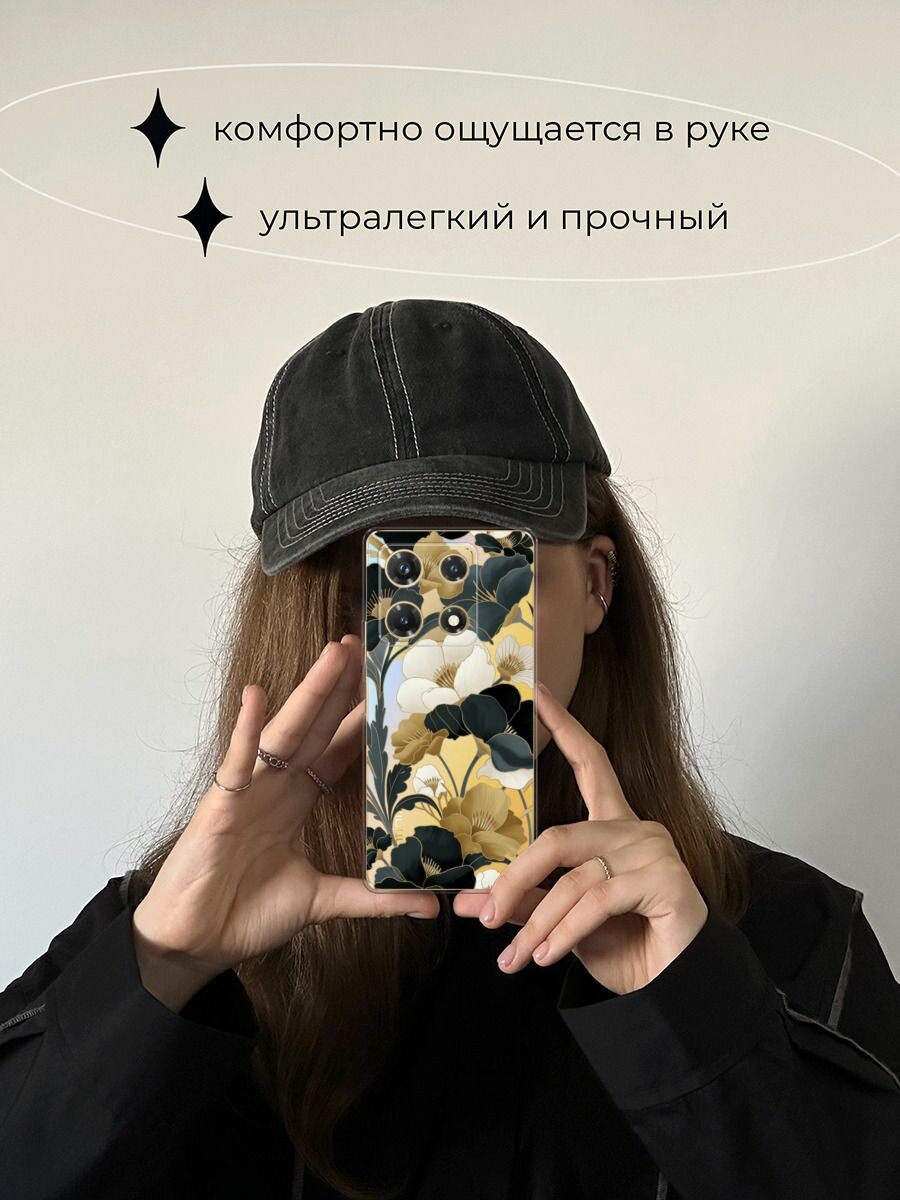 Чехол на Infinix Note 30 Pro / Инфиникс Нот 30 Про с принтом Золотые цветы — фото 1