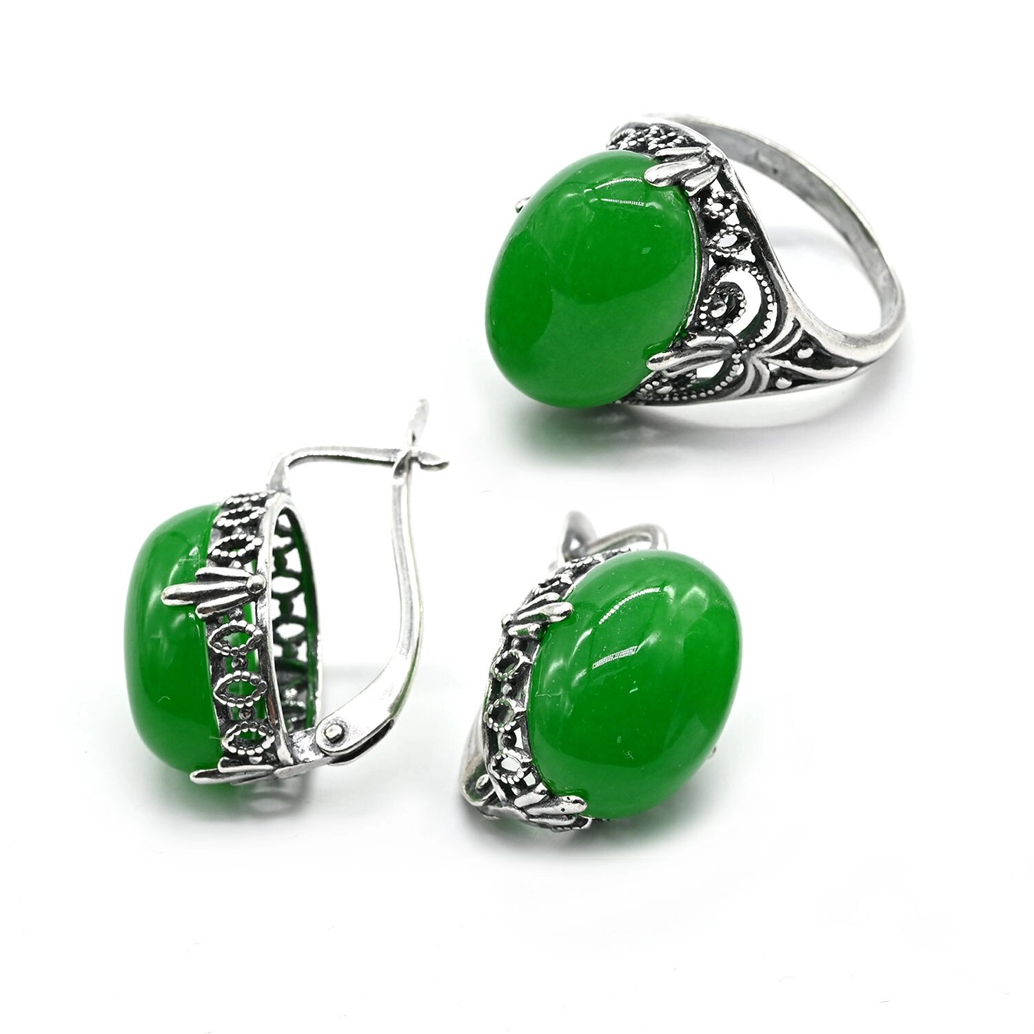 Комплект бижутерии, хризопраз