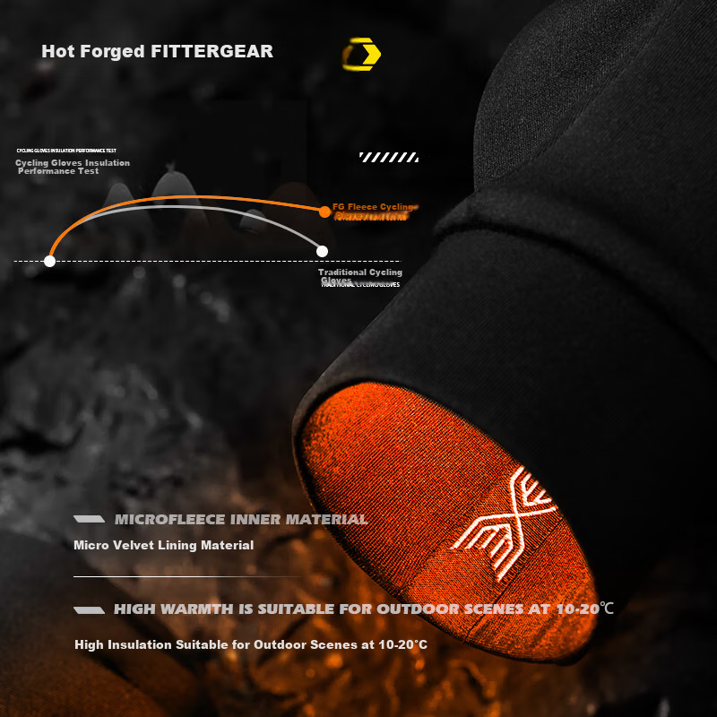FITTERGEAR Autumn Winter Cycling Gloves Men Road Mountain Bike Windproof Warm Full Finger Touch Screen Plus Velvet Women