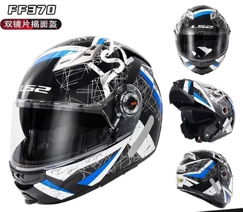 LS2 Мотошлем, цвет: черный, голубой, размер: L