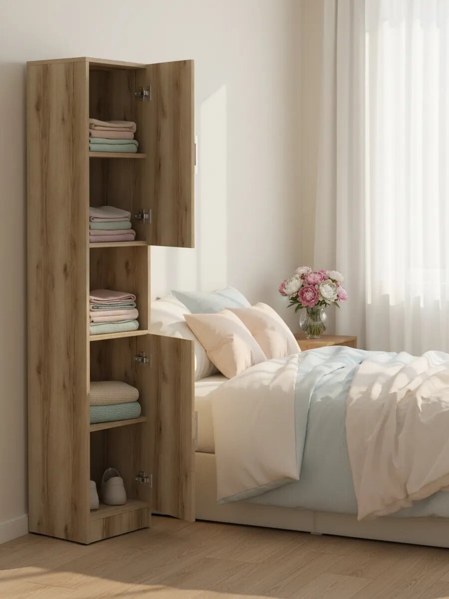 Распашной шкаф пенал FRESTER для одежды в прихожую спальню с полками, от производителя