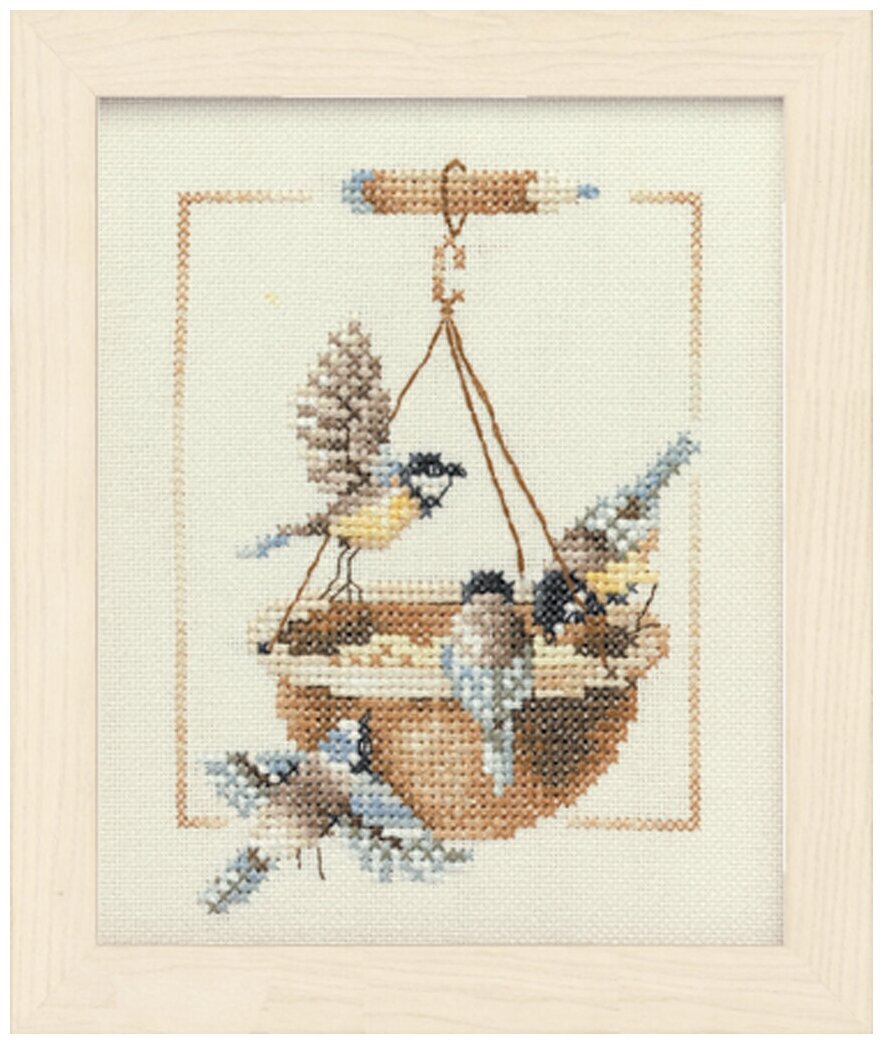 PN-0007976 (34540) Набор для вышивки крестом LanArte Feeding Dish with Birds "Птицы у кормушки"