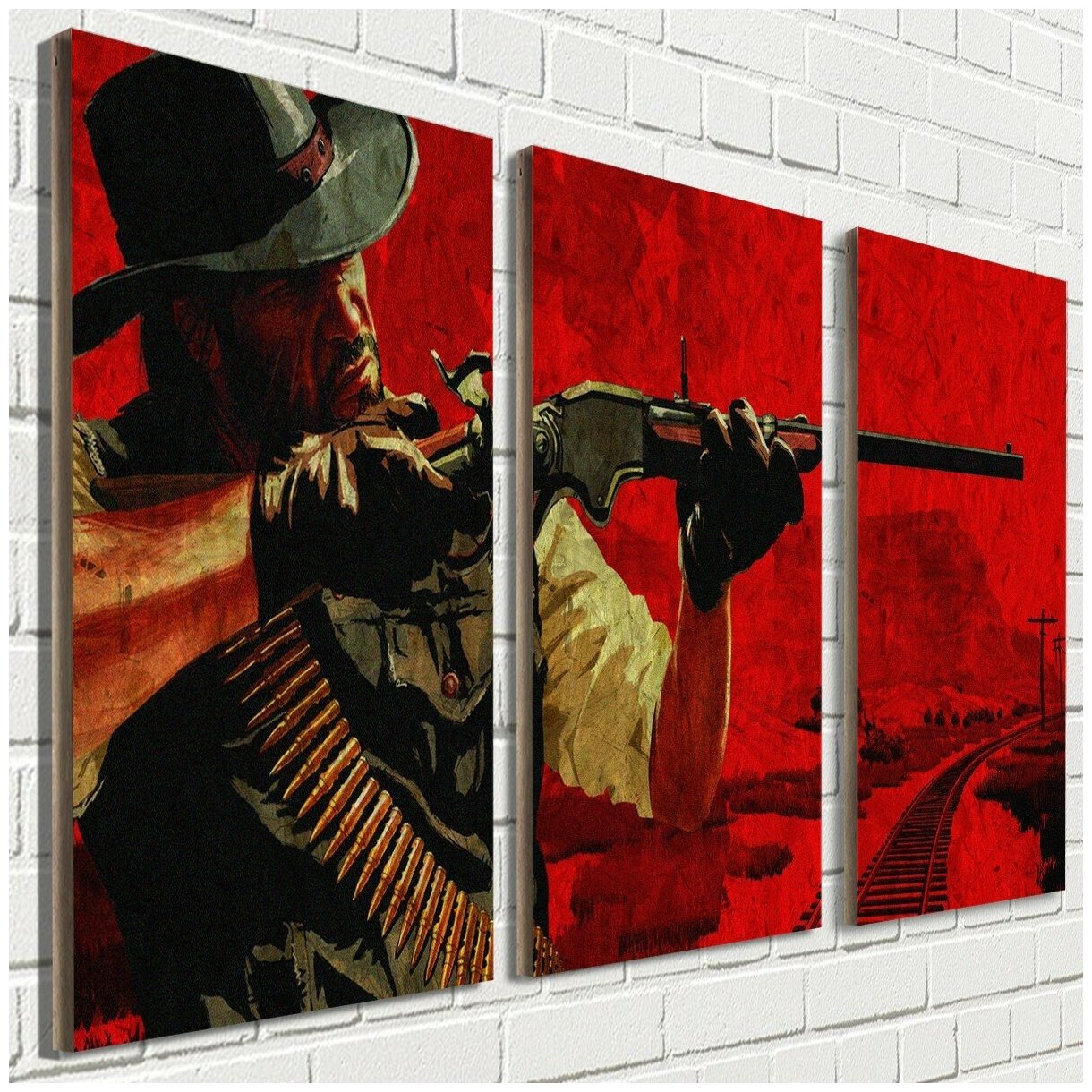 Модульная картина на рельефной доске ОСП Игры RDR (Red Dead Redemption, Рпг, Вестерн, Rockstar, Джон Марстон) - 3065