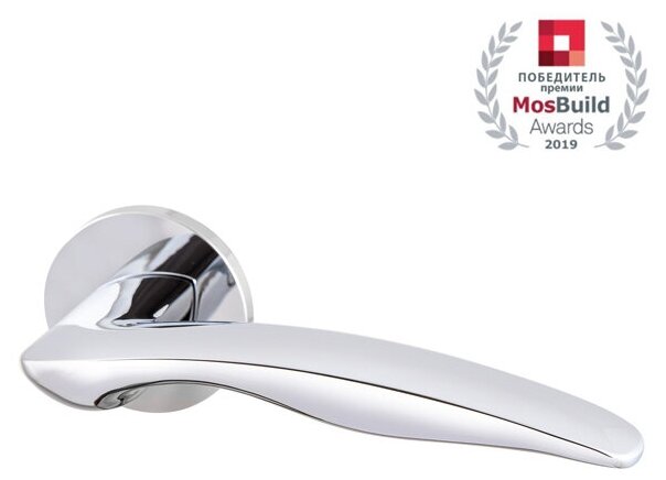 Ручка дверная межкомнатная, на круглой розетке, WAVE URS CP-8 Хром