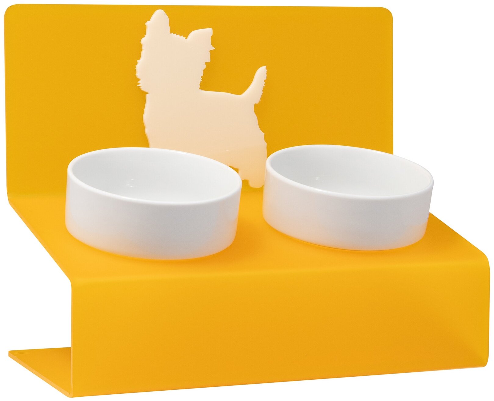 Миска для собак на подставке с наклоном Artmiska "Йорк" XS двойная 2x360 мл, мандариновая