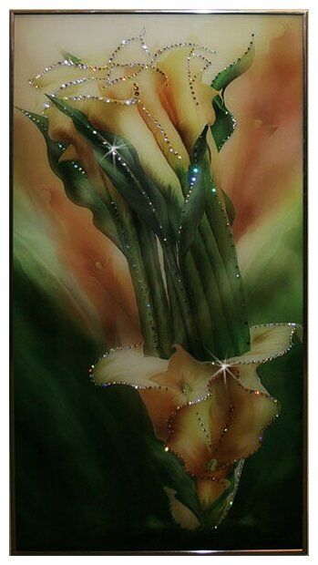 Картина «Каллы 4» с кристаллами Swarovski, 40х80 см